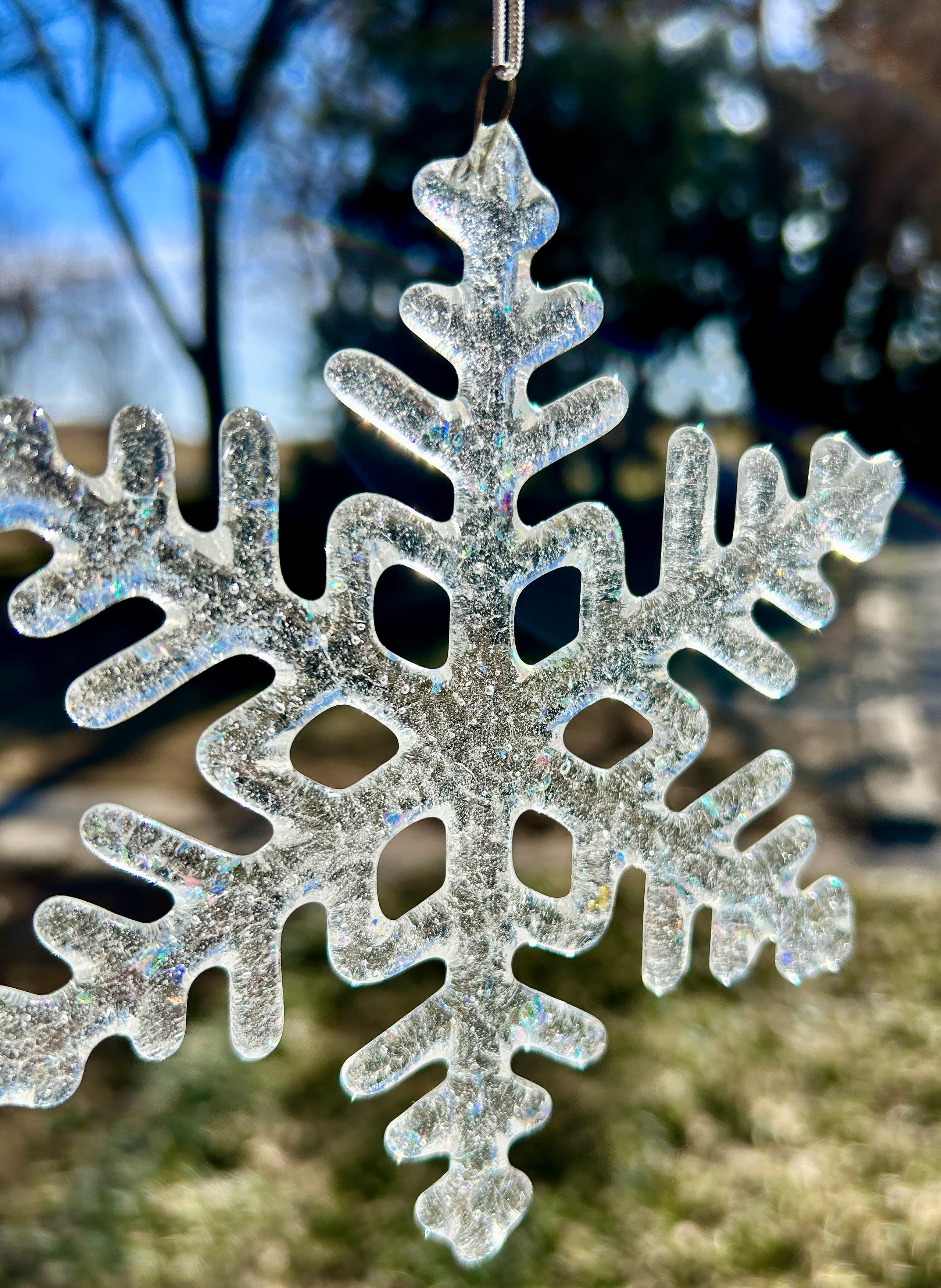 Contemporary Fused Glass Snowflake (PLG410) | PeaceLuvGlass